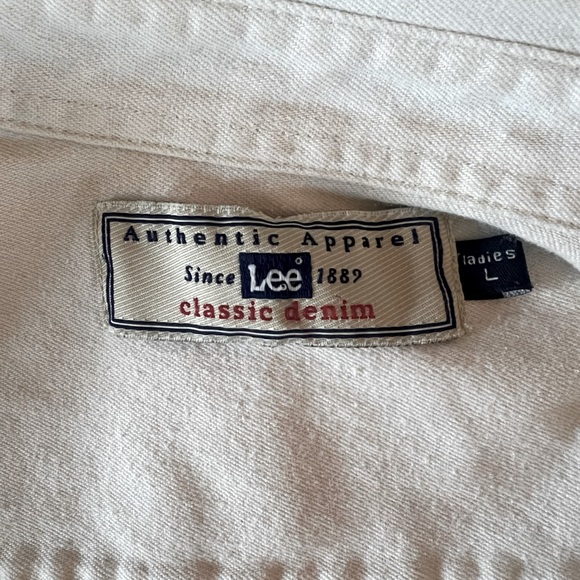 Lee | Jackets & Coats | Authentic Lee White Jean Button Up Ladies Large ...